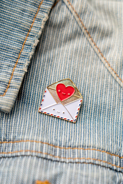 ILOOTPAPERIE - Enamel Pin - Send Love Snail Mail Envelope with Heart ...