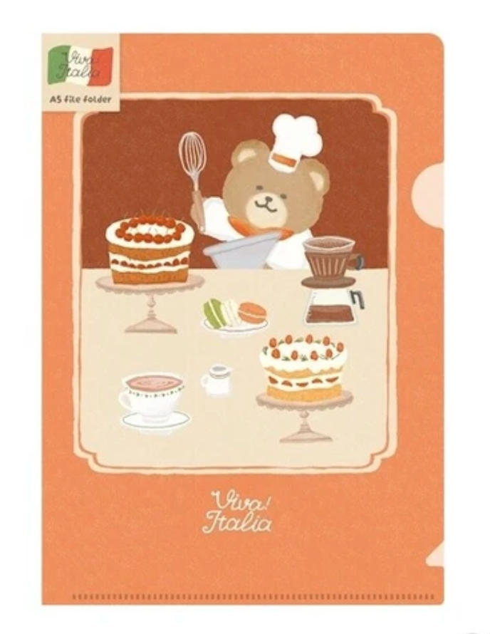 Furukawashiko A5 Clear File - Viva! Italia - Dessert Bear – mt. fo'rest