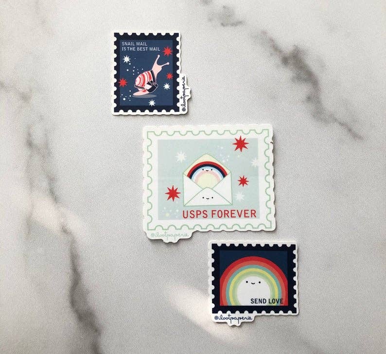 ILOOTPAPERIE - Sticker Set of 3 - USPS Forever Stamps Love – mt. fo'rest